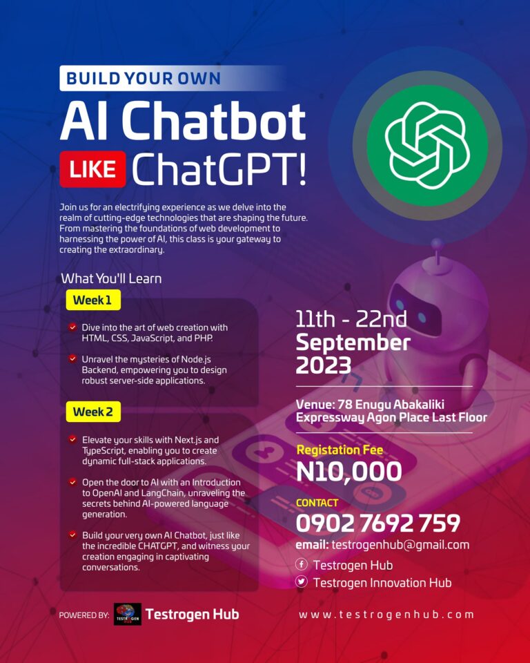 Build Your Own AI Chatbot like CHATGPT! - Testrogen Innovation Hub